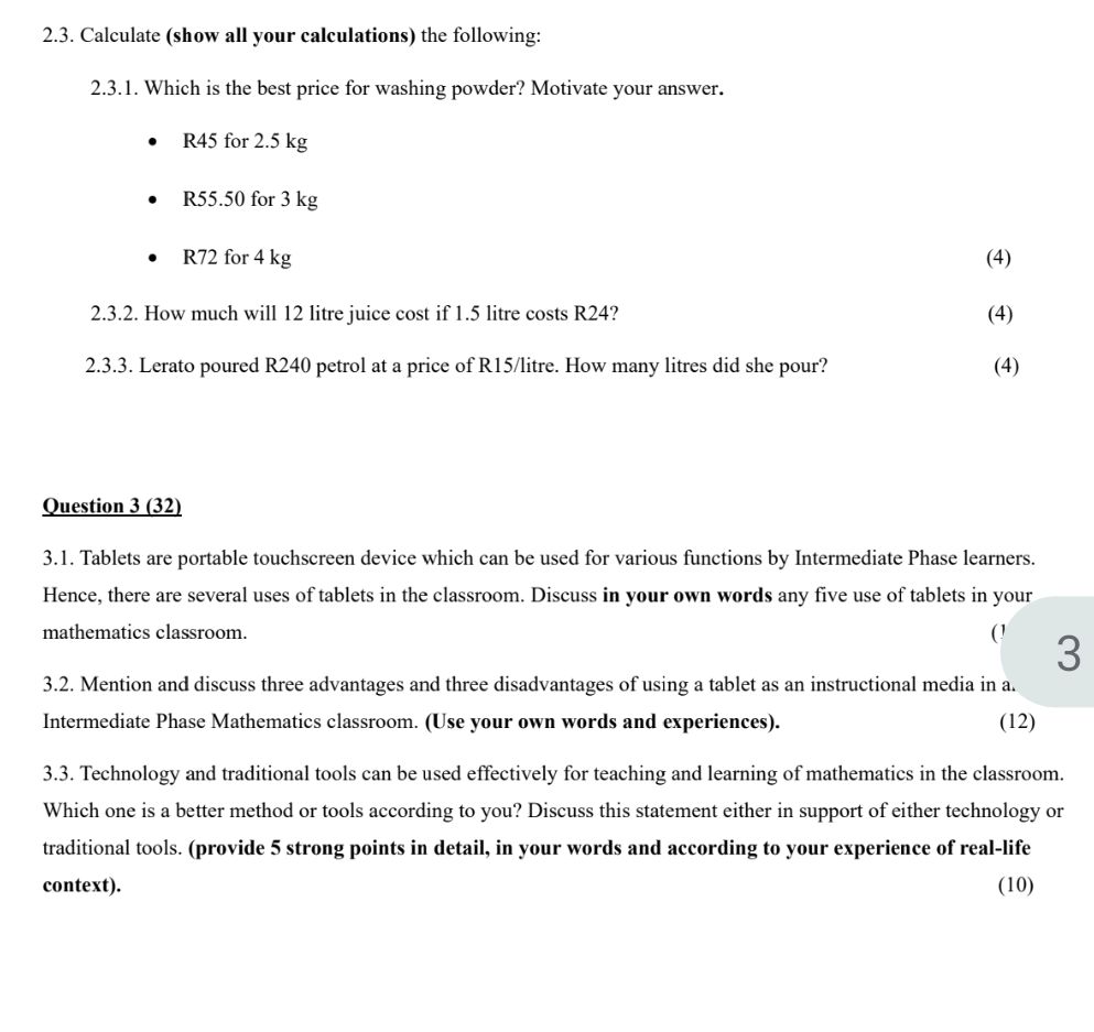 2.3. Calculate (show all your calculations) | StudyX