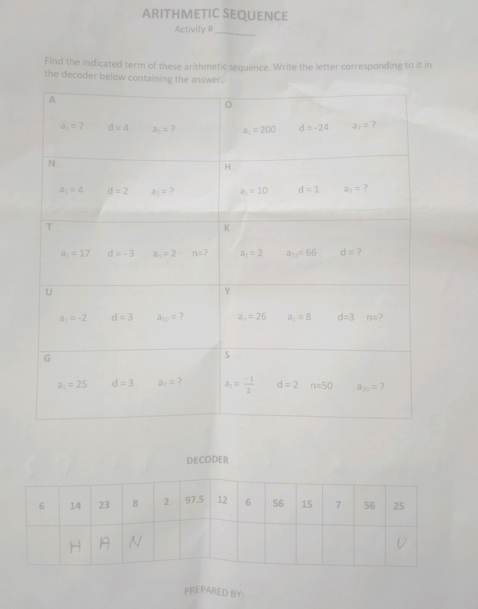 Find the indicated term of these arithmetic | StudyX