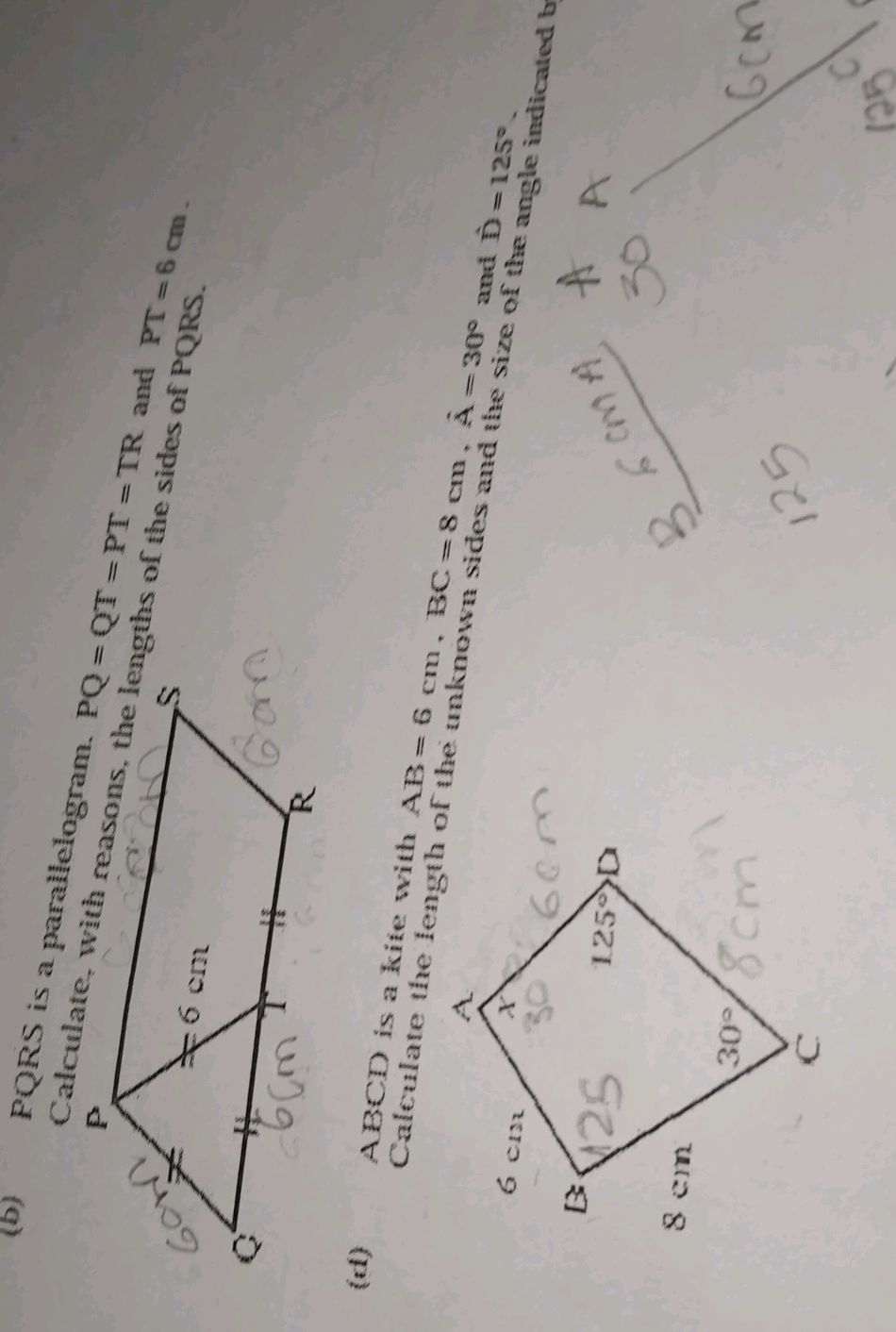 (b) PQRS is a parallelogram. PQ = QT=PT=TR | StudyX