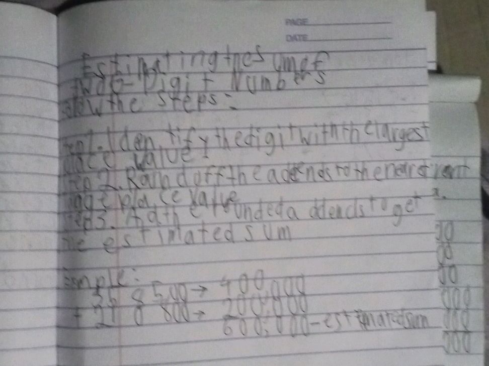 Estimating the sum of 2-digit numbers | StudyX