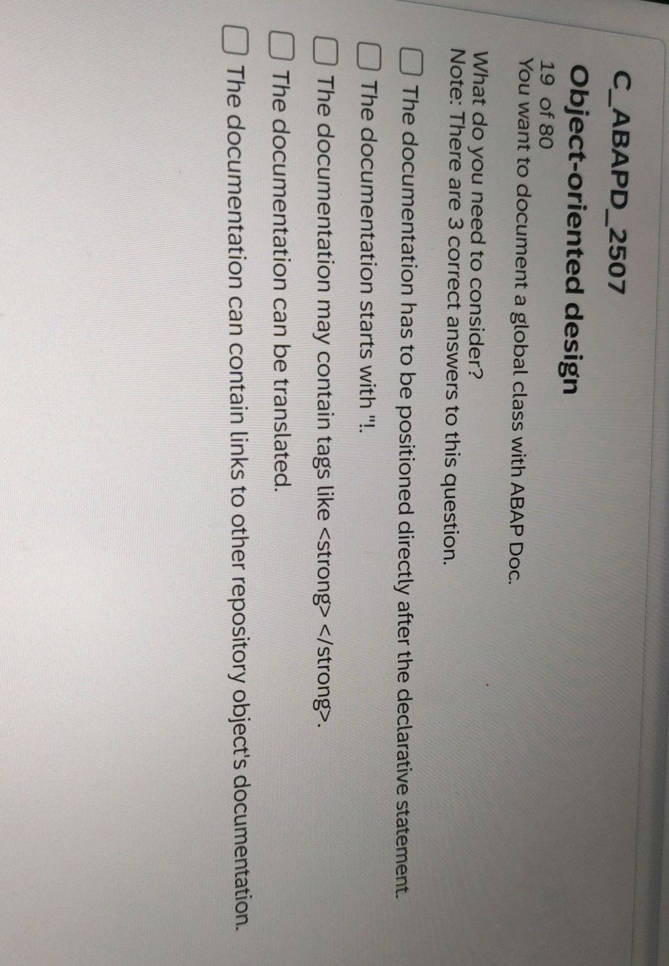 C_ABAPD_2507 Object-oriented design 19 of 80 | StudyX