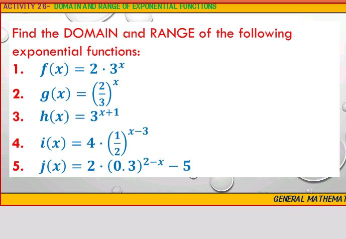Find the DOMAIN and RANGE of the following | StudyX