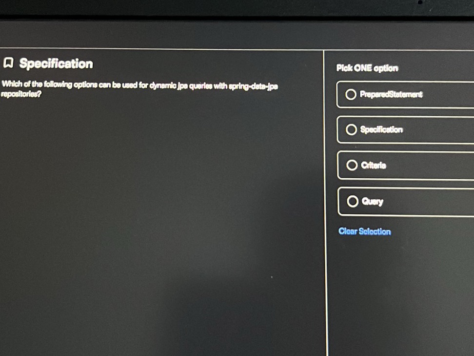 Specification Which of the following options | StudyX
