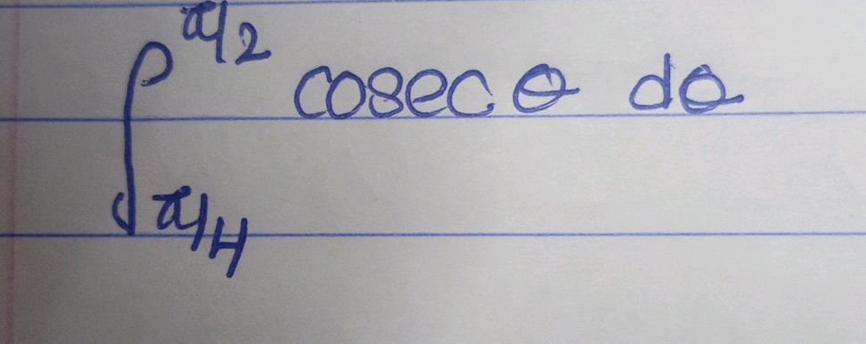 Integral of cosecant theta from pi/4 to pi/2 | StudyX