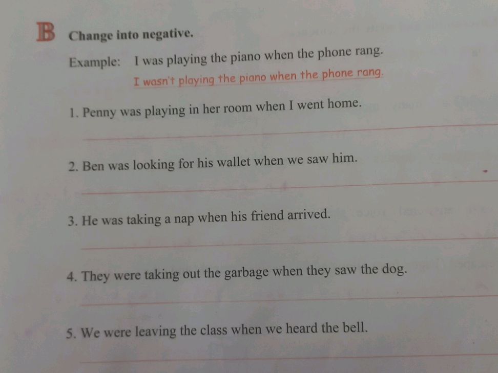 Change into negative. Example: I was | StudyX