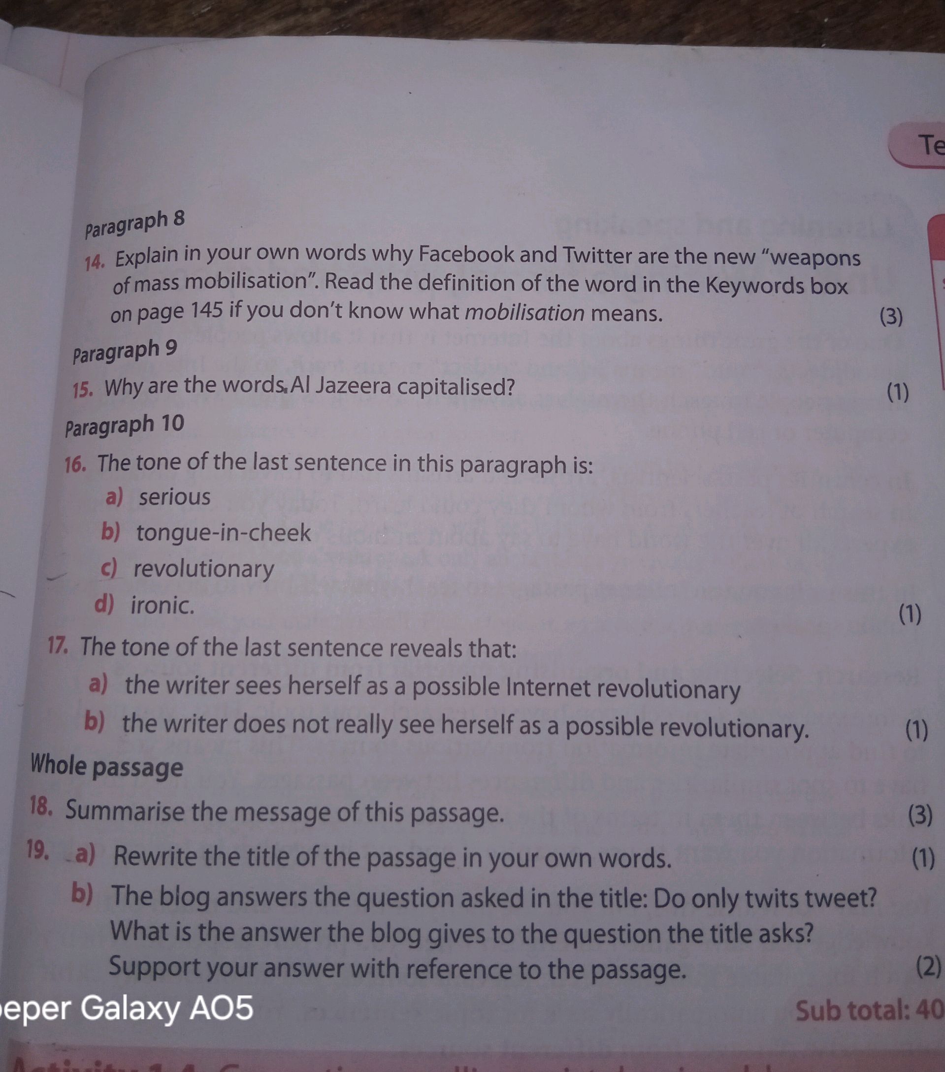 Te paragraph 8 14. Explain in your own | StudyX