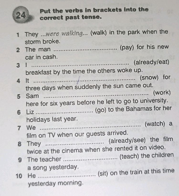 24 Put the verbs in brackets into the | StudyX