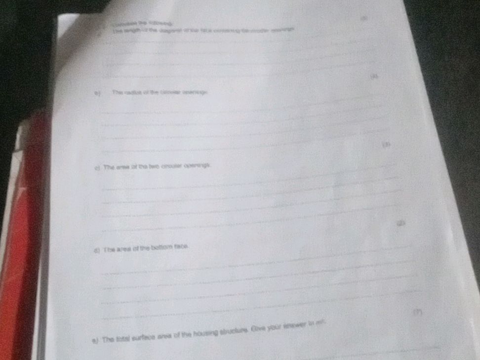 c) The area of the two circular openings. | StudyX