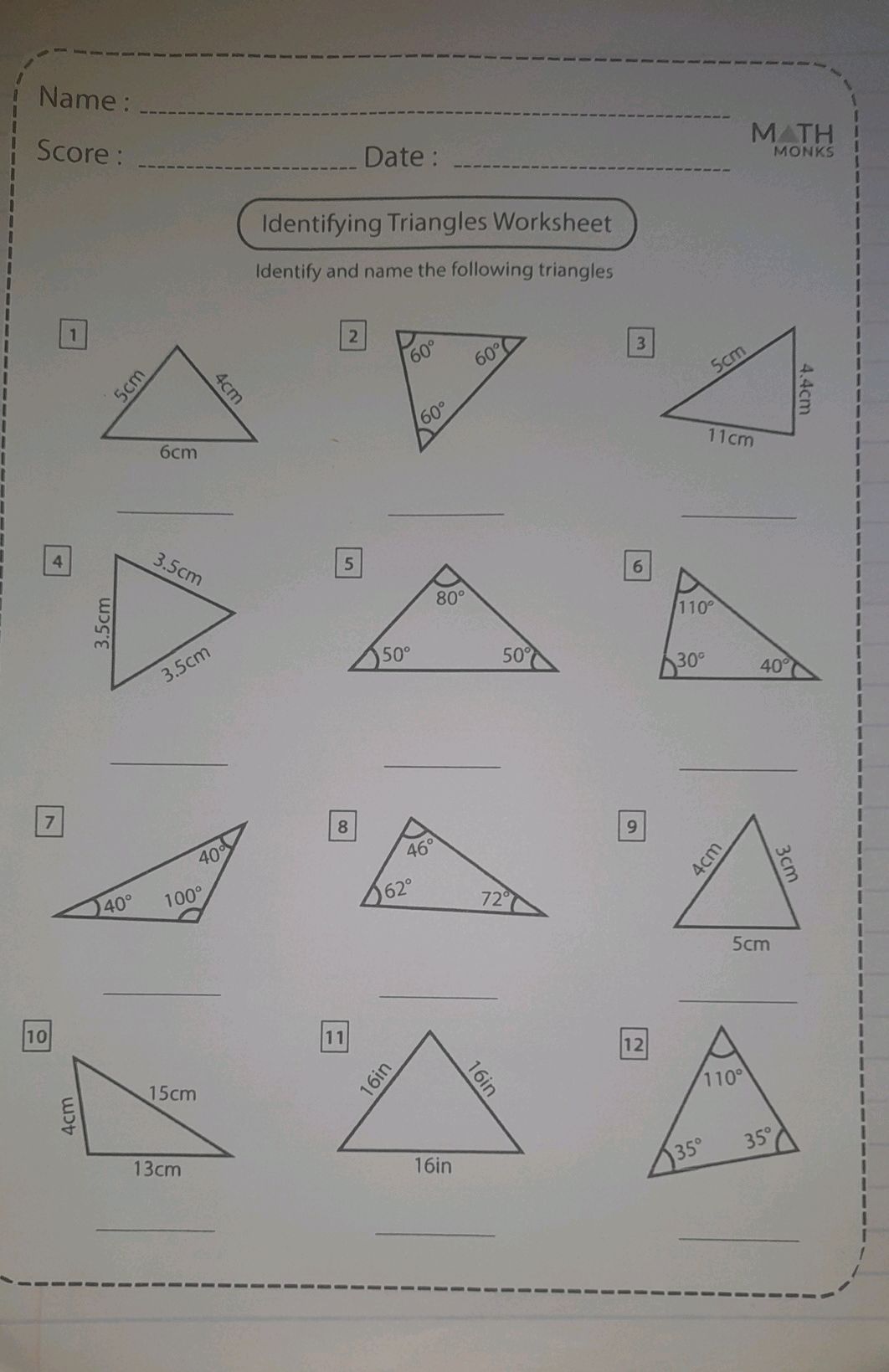 Identify and name the following triangles. | StudyX