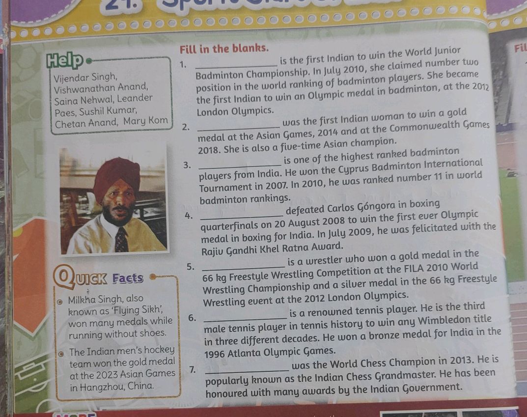 Fill in the blanks. 1. ______ is the first | StudyX