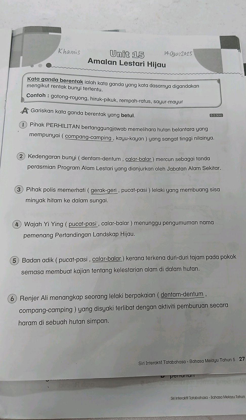 Khamis 凹ட脃 $ $ 号 Amalan Lestari Hijau | StudyX