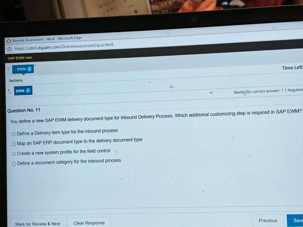 Question No. 11 You define a new SAP EWM | StudyX