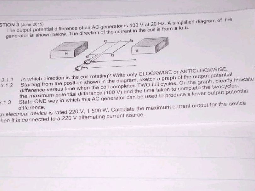 The output potential difference of an AC