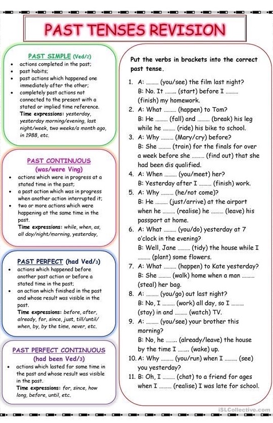 PAST TENSES REVISION PAST SIMPLE (Ved/2) * | StudyX