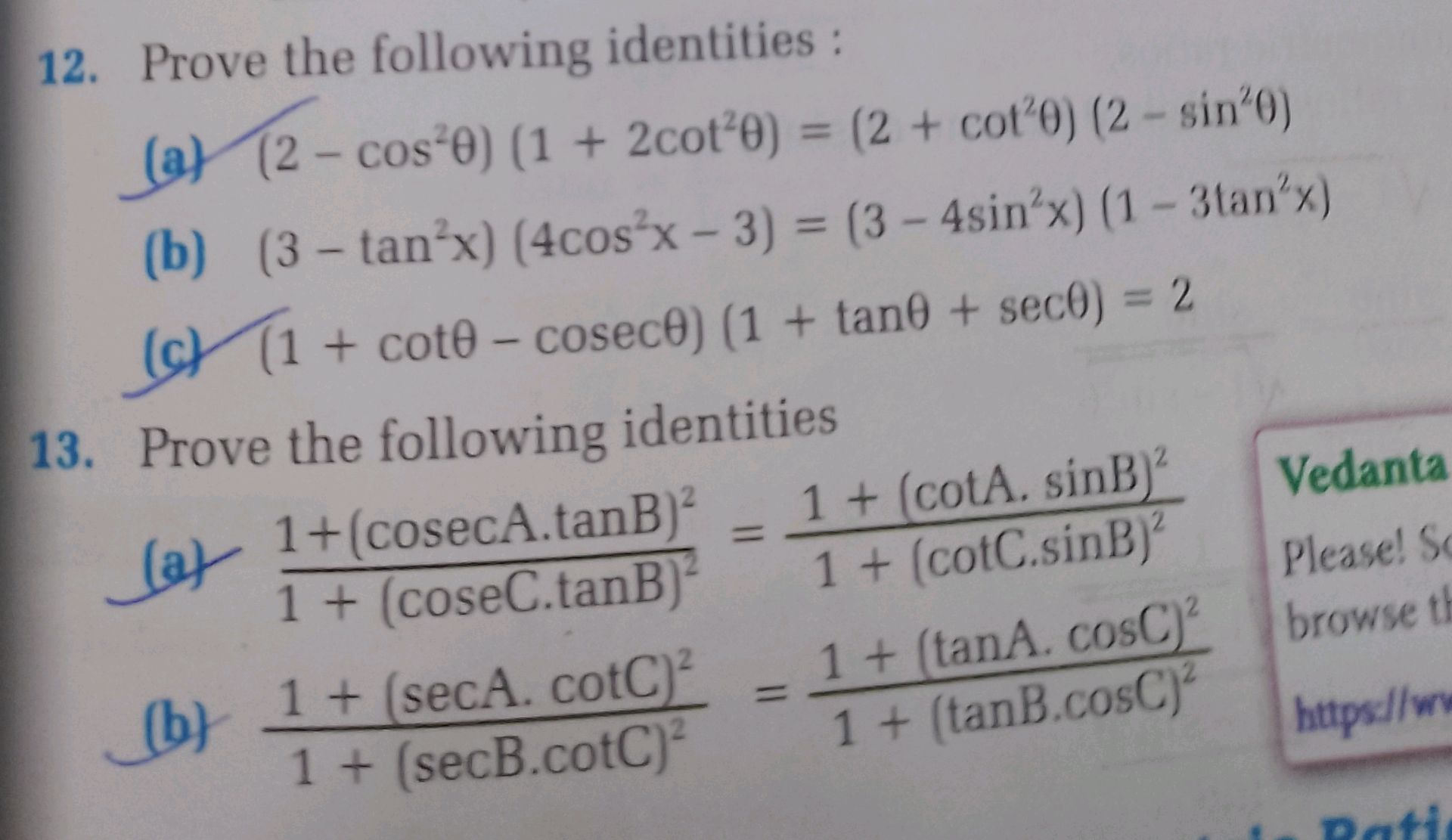 Prove the following identities: (a) $(2