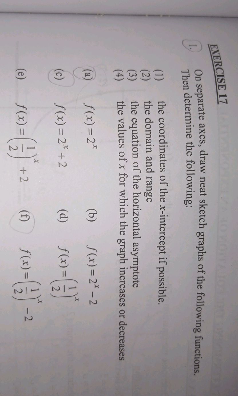 EXERCISE 17 1. On separate axes, draw neat | StudyX