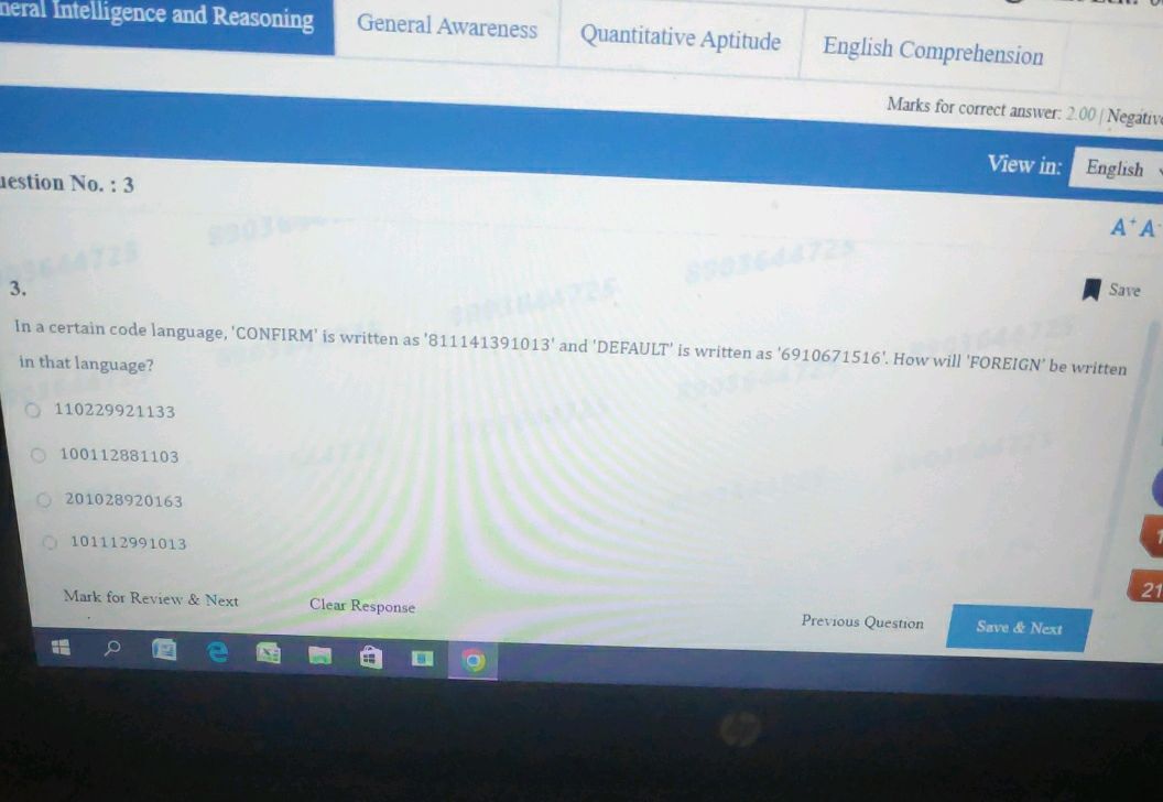 3. In a certain code language, 'CONFIRM' is | StudyX