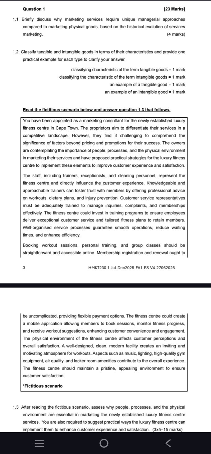 1.1 Briefly discuss why marketing services | StudyX