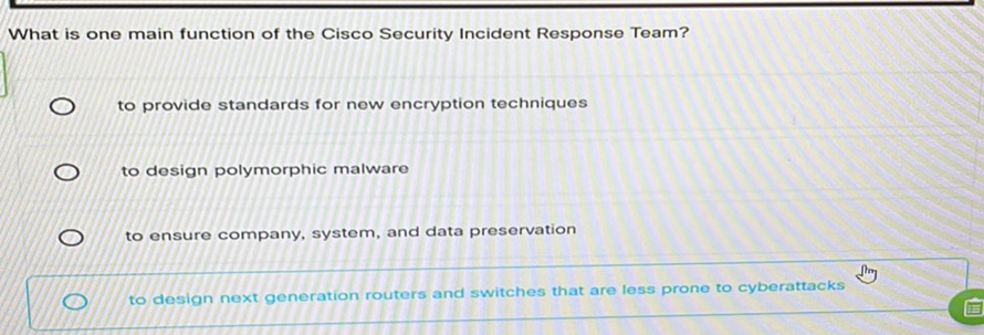 What is one main function of the Cisco | StudyX