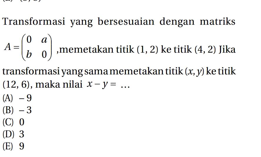 Transformasi yang bersesuaian dengan matriks