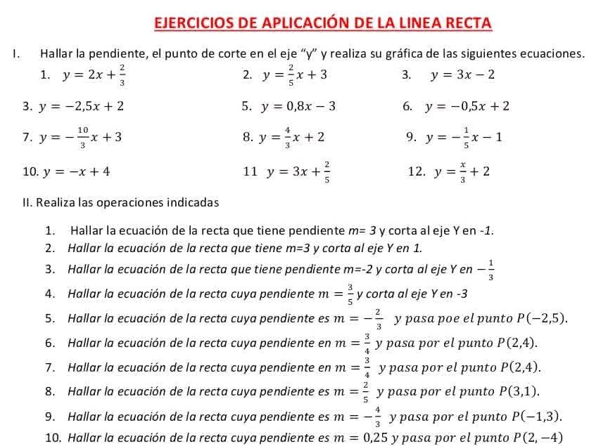EJERCICIOS DE APLICACIÓN DE LA LINEA RECTA | StudyX