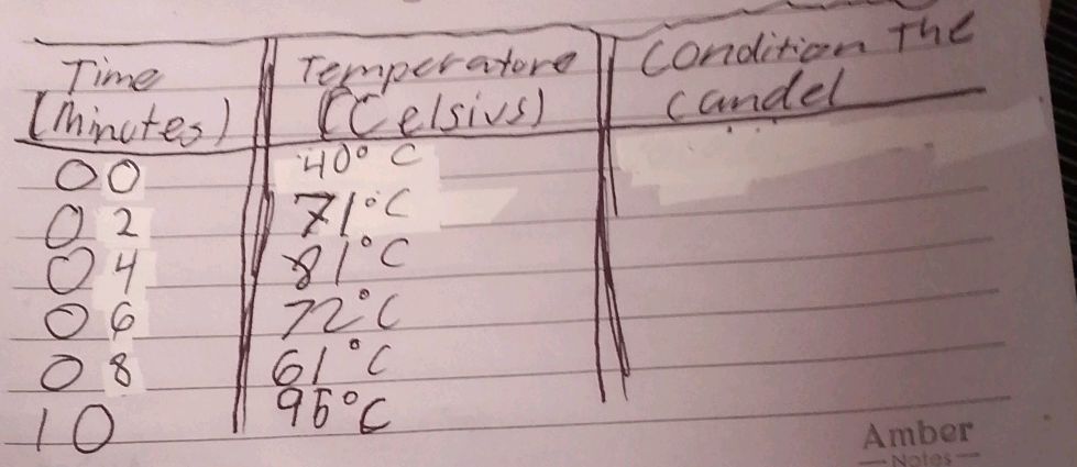 | Time (minutes) | Temperature (Celsius) | | StudyX