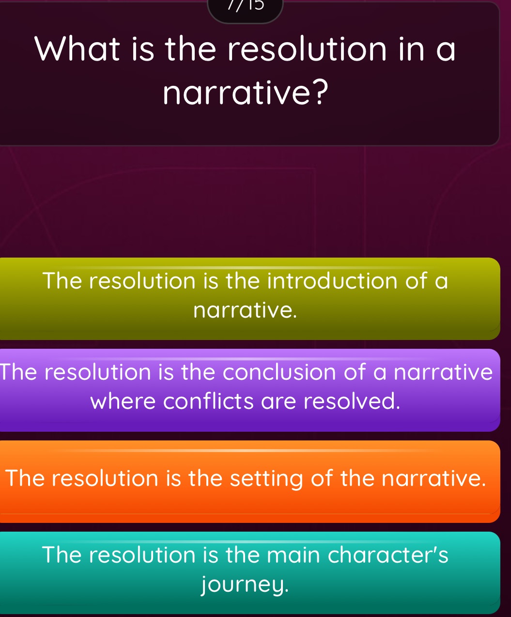 What is the resolution in a narrative? The | StudyX