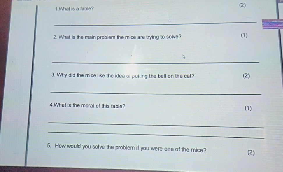 What is a fable? 2. What is the main problem