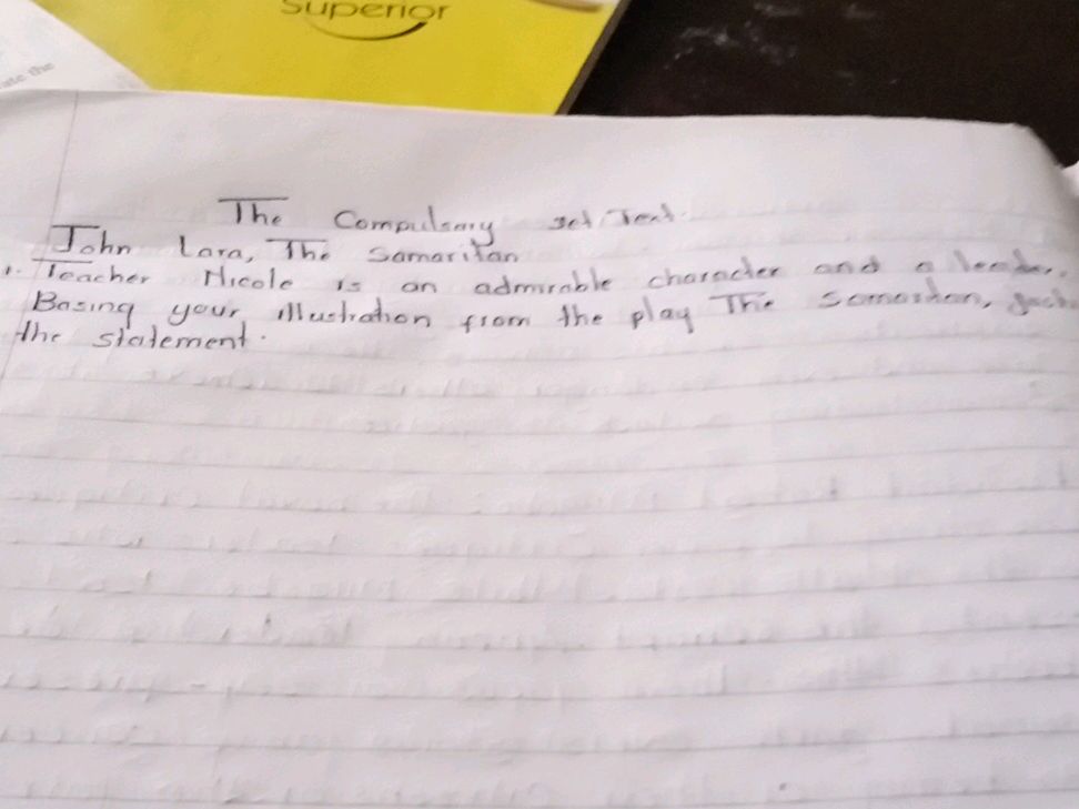 The Compulsory set Text. John Lara, The