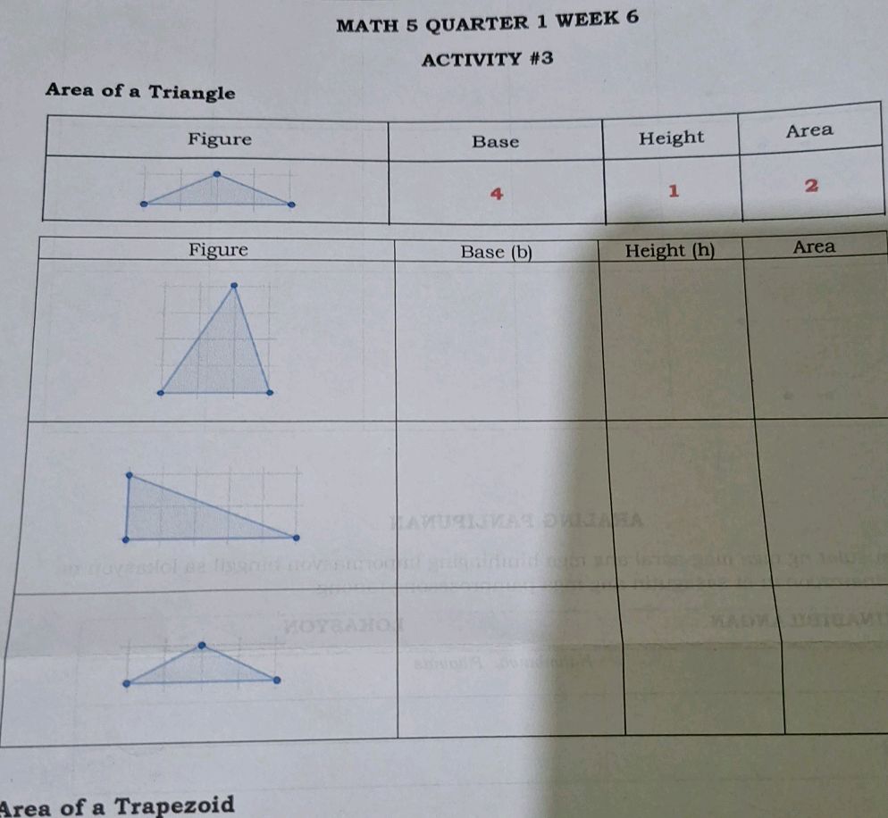 Area of a Triangle | Figure | Base | Height | StudyX