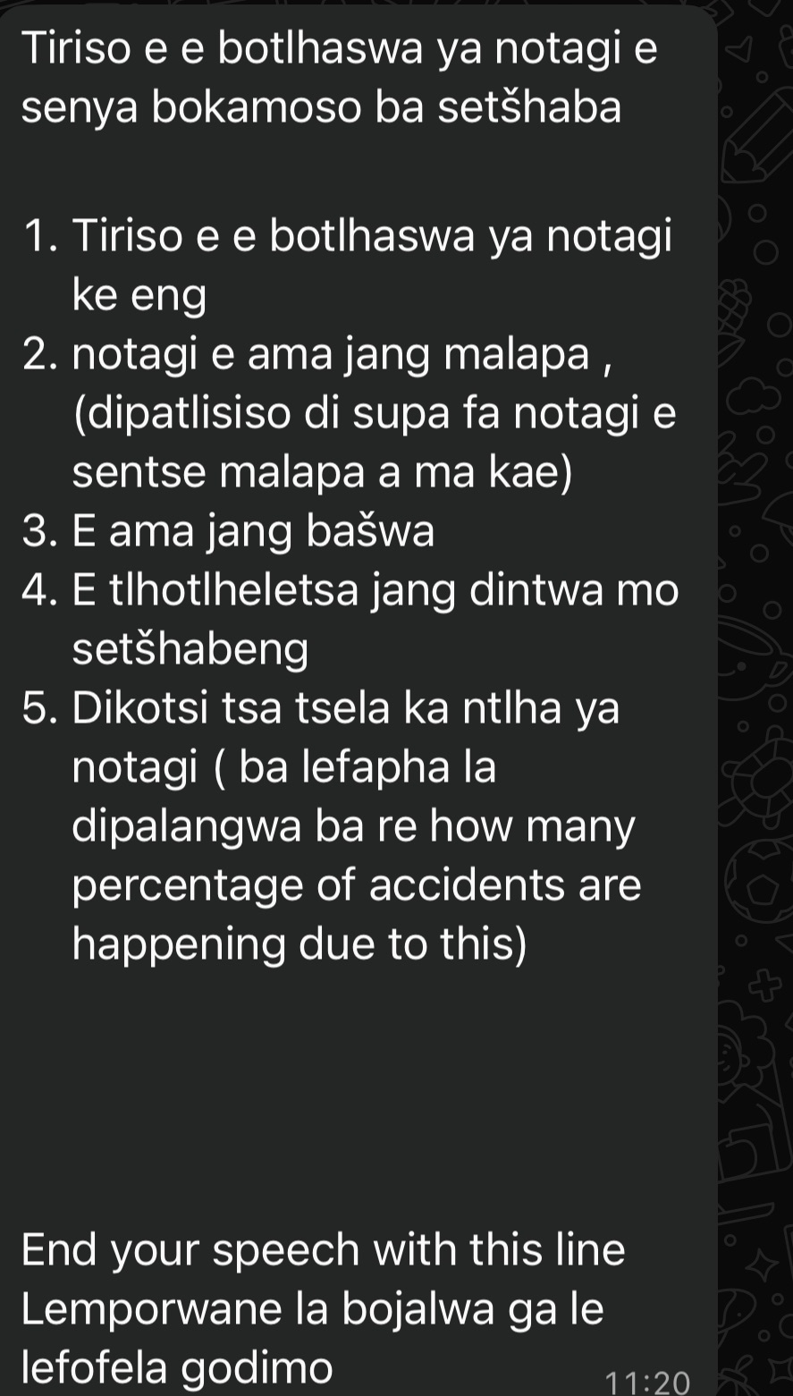 Tiriso e e botlhaswa ya notagi e senya