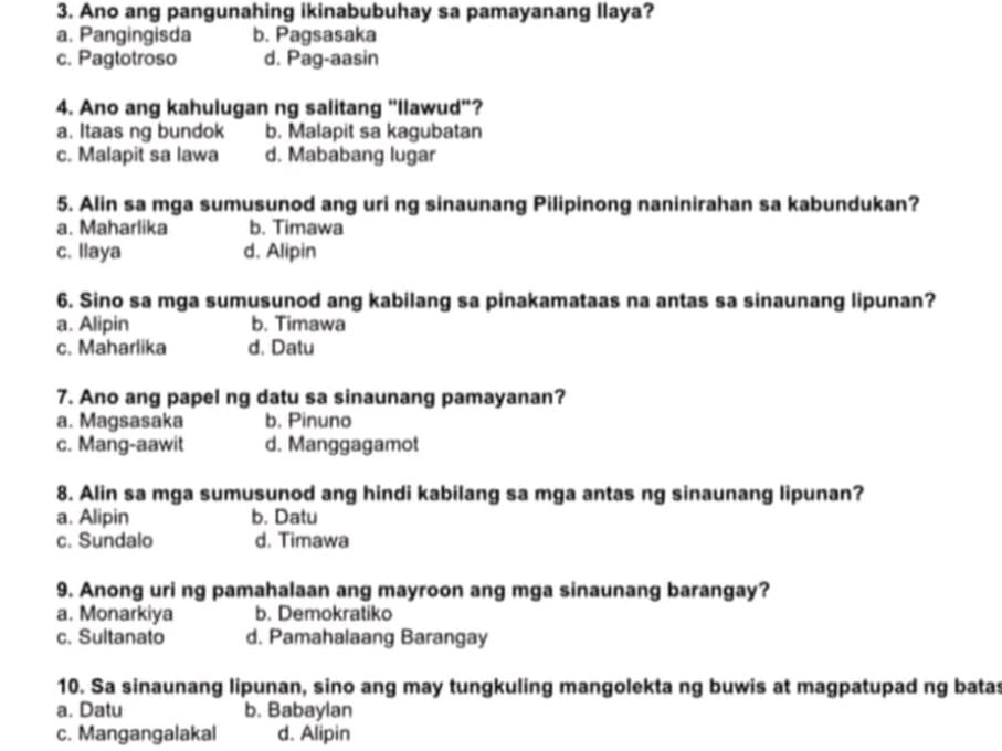 3. Ano ang pangunahing ikinabubuhay sa | StudyX