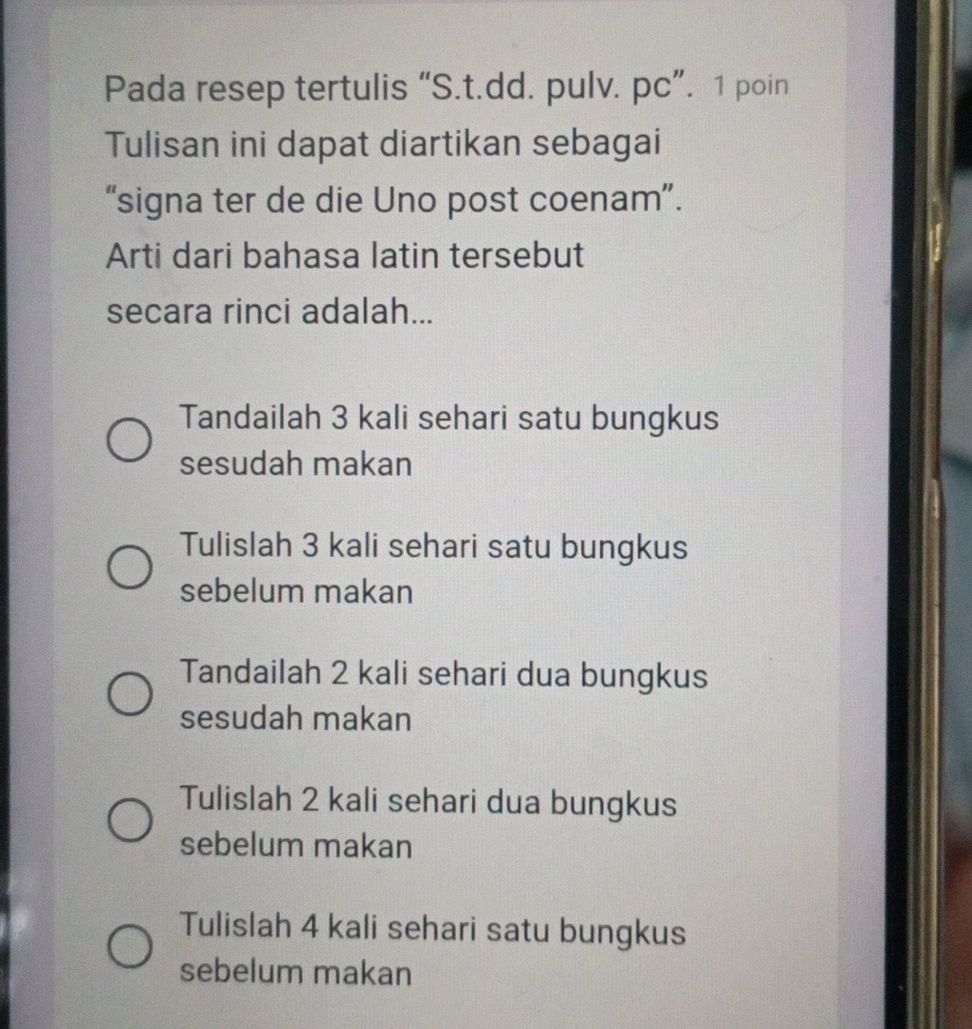 Pada resep tertulis "S.t.dd. pulv. pc". 1 | StudyX