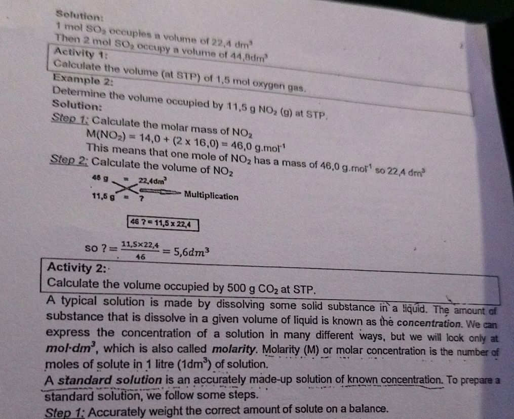 Activity 1: Calculate the volume (at STP) of | StudyX