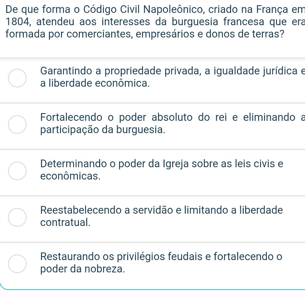De que forma o Código Civil Napoleônico, | StudyX