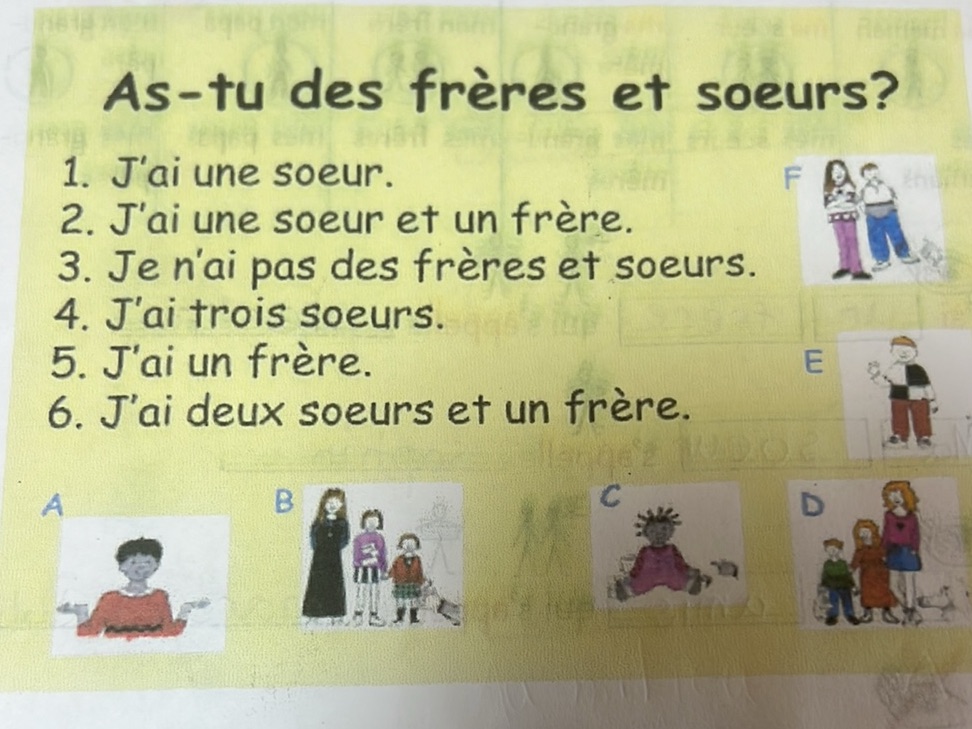 As-tu des frères et soeurs? 1. J'ai une | StudyX
