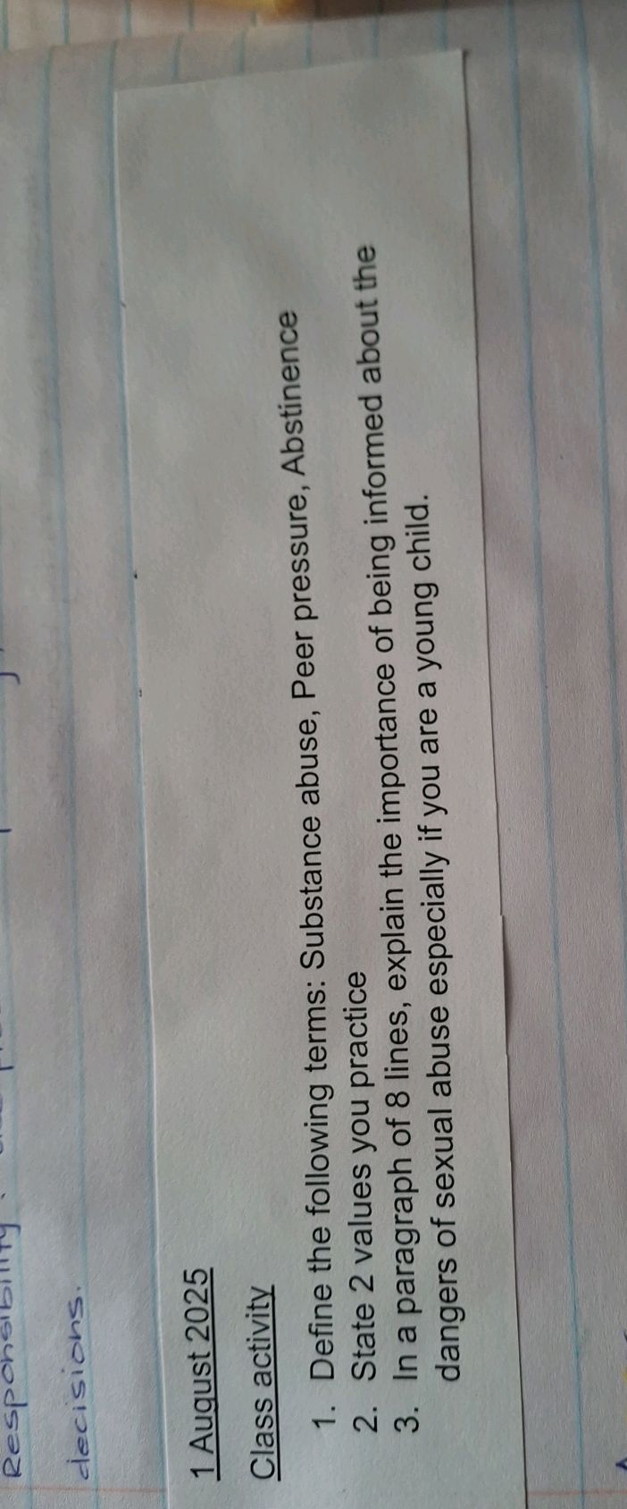 Define the following terms: Substance abuse, | StudyX