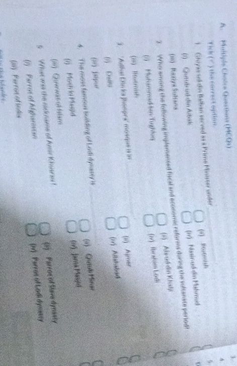 A. Multiple Choice Questions (MCQ) Tick ( ) | StudyX