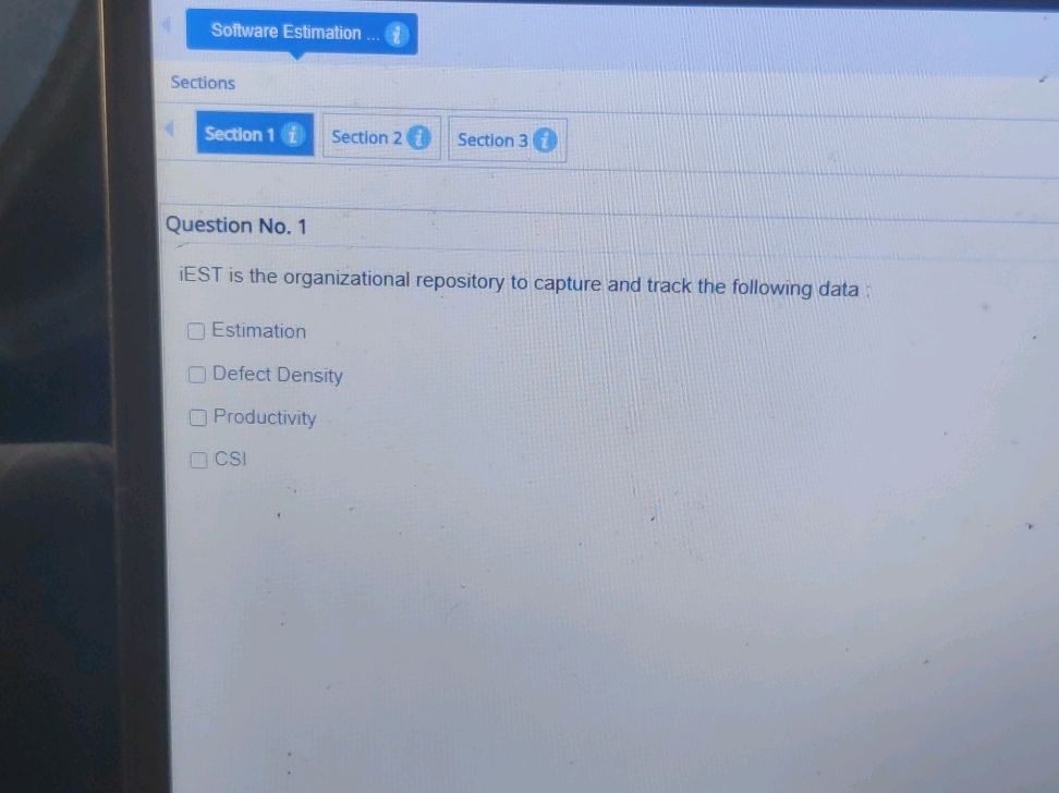 Question No. 1 iEST is the organizational