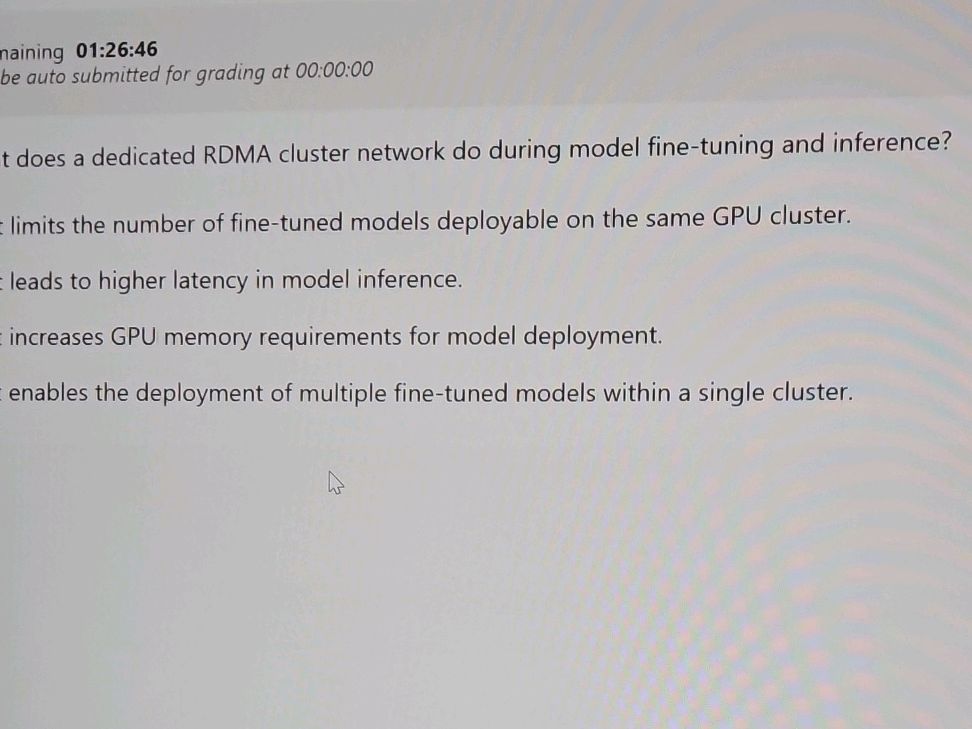 What does a dedicated RDMA cluster network | StudyX
