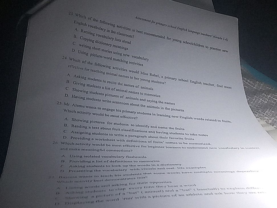 Which of the following activities is best
