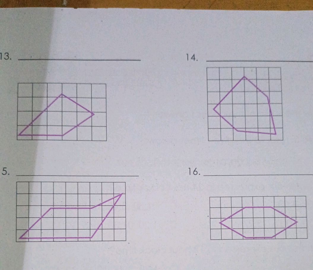 [Graphic of a polygon on a grid] 14.