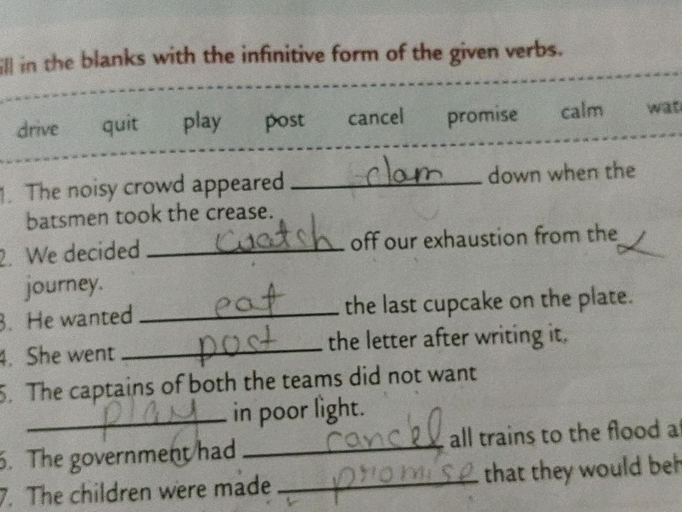 Fill in the blanks with the infinitive form