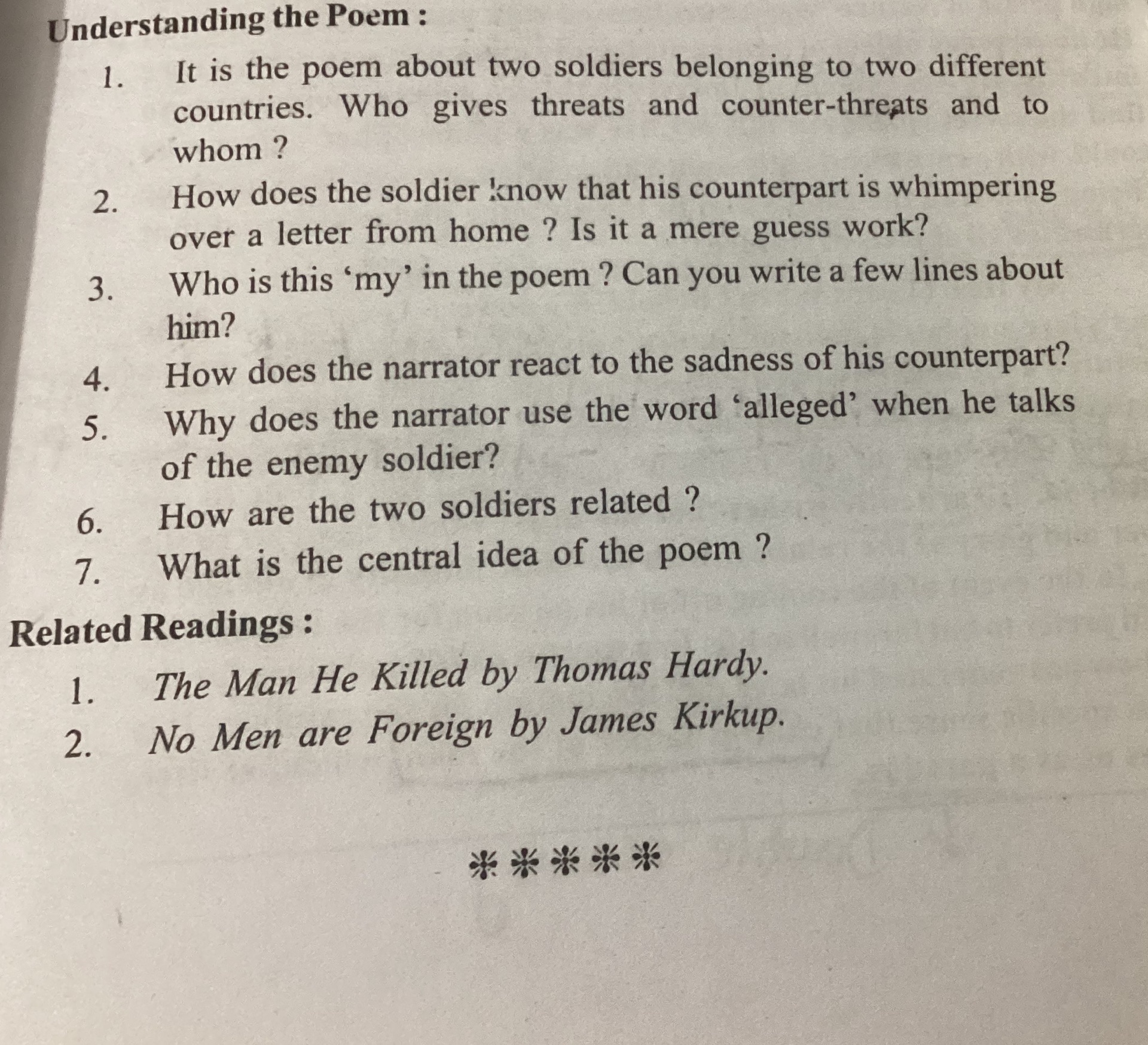 Understanding the Poem : 1. It is the poem | StudyX