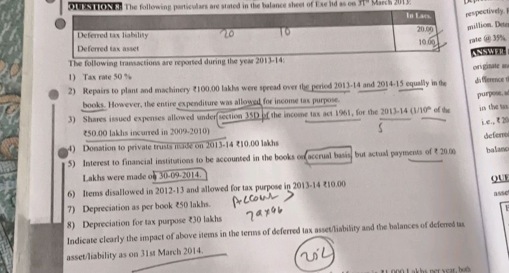 QUESTION 8: The following particulars are | StudyX