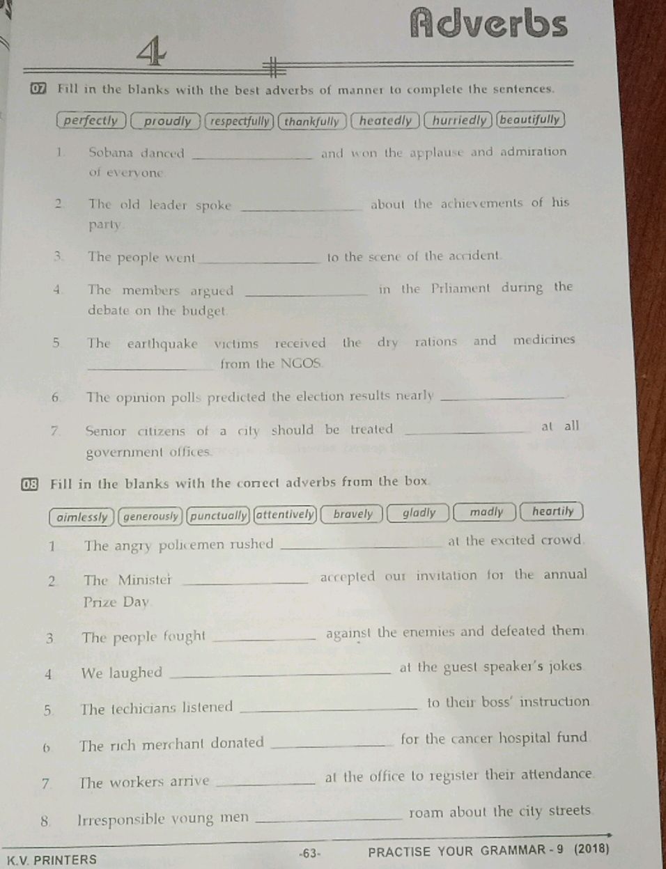 4 Adverbs 07 Fill in the blanks with the | StudyX