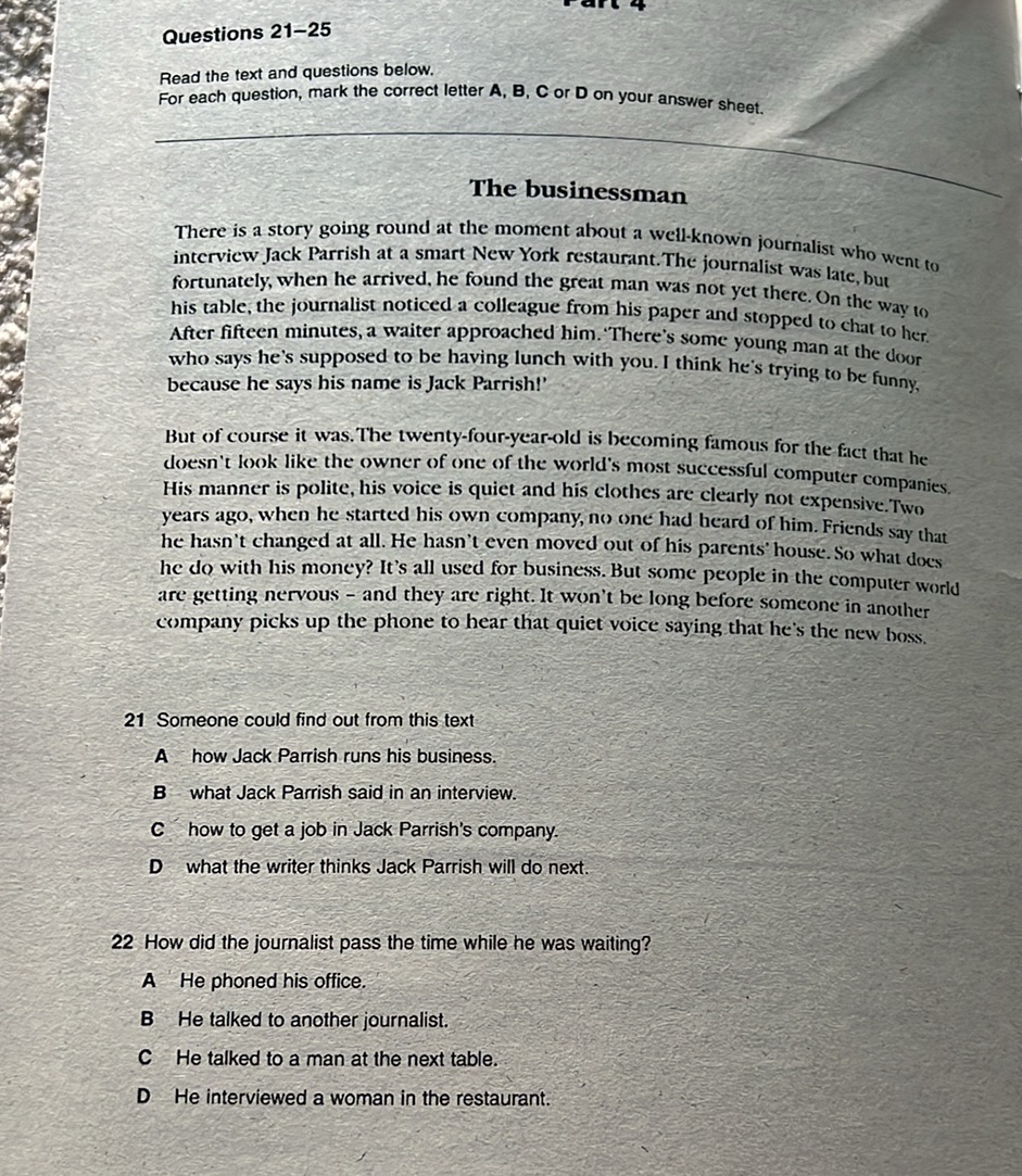 21 Someone could find out from this text A | StudyX