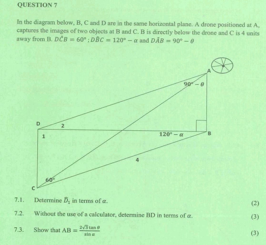 QUESTION 7 In the diagram below, B, C and D | StudyX
