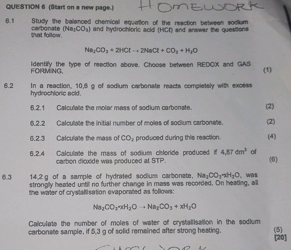 6. Study the balanced chemical equation of | StudyX