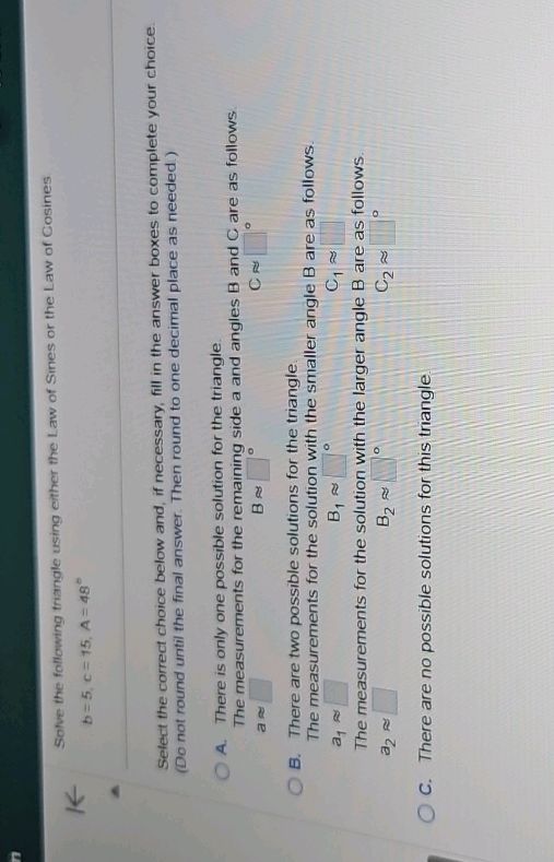 Solve the following triangle using either | StudyX